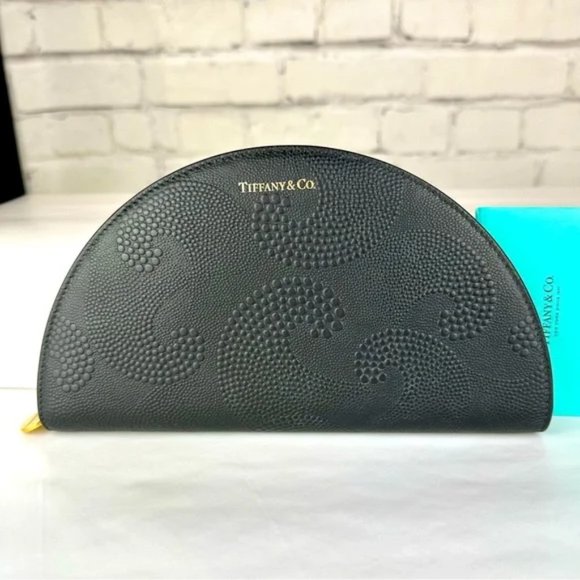 Tiffany & Co. | Bags | Tiffany Co Black Leather Half Moon Wallet New ...